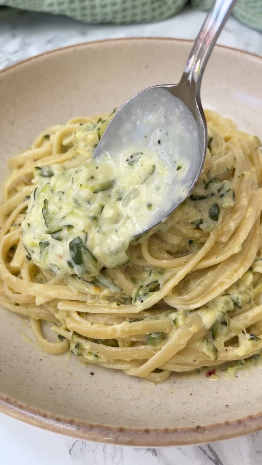 Quick Creamy Courgette Pasta - Desert Island Dishes