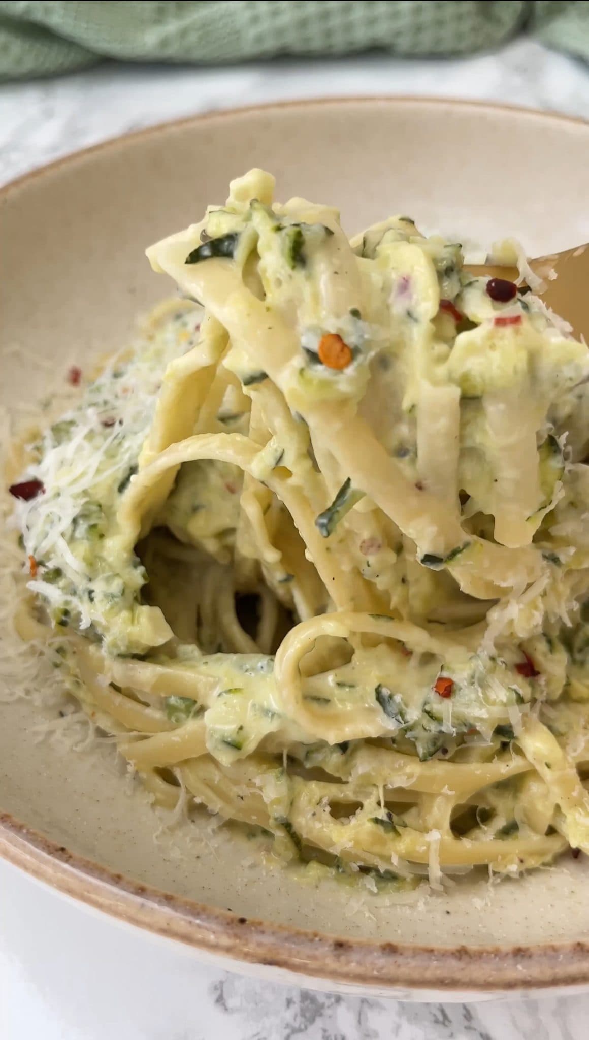 Quick Creamy Courgette Pasta - Desert Island Dishes
