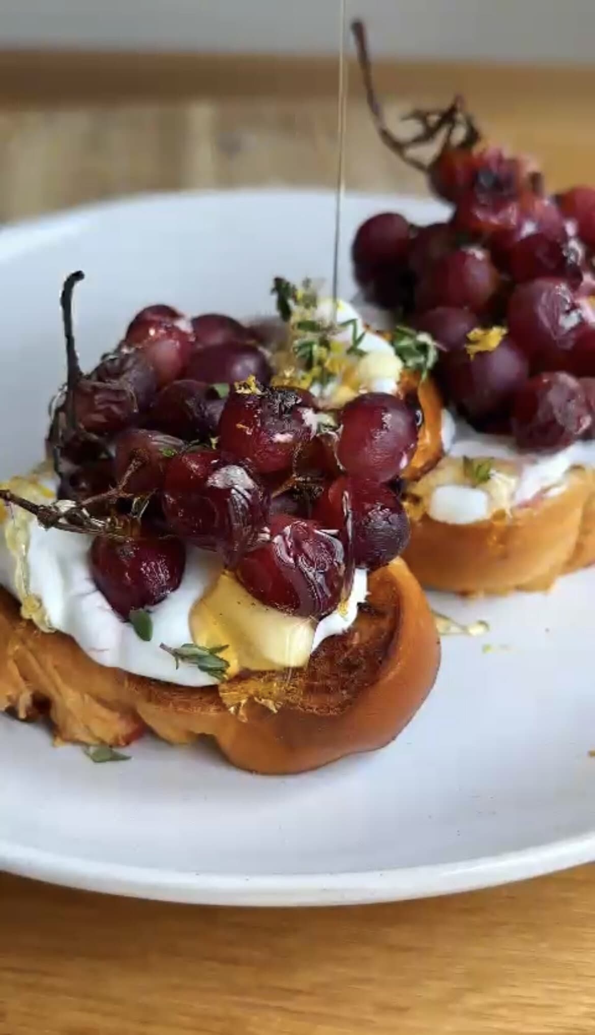 Roasted Grapes on Ricotta Toasts - Desert Island Dishes