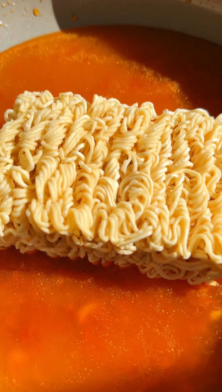 Korean Spicy Ramen Noodles with Cheese - Desert Island Dishes