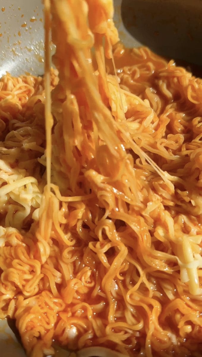 Korean Spicy Ramen Noodles with Cheese - Desert Island Dishes