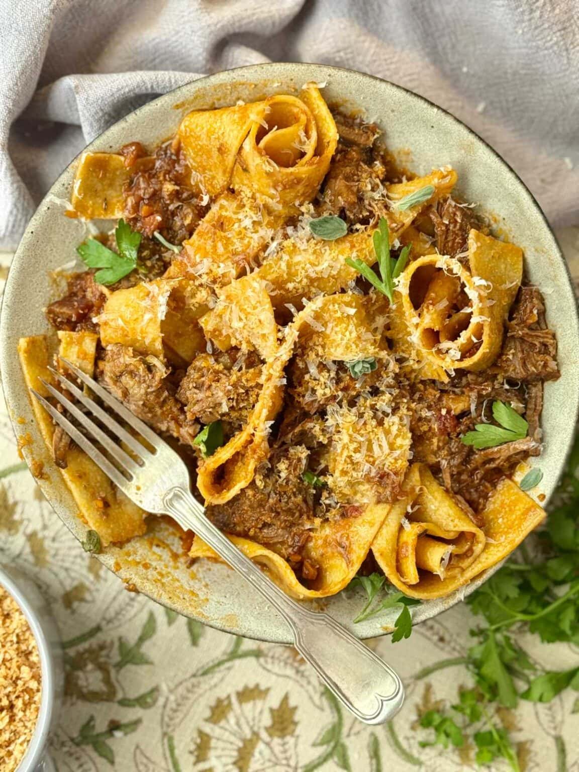 Slow Cooked Beef Short Ribs Ragu - Desert Island Dishes