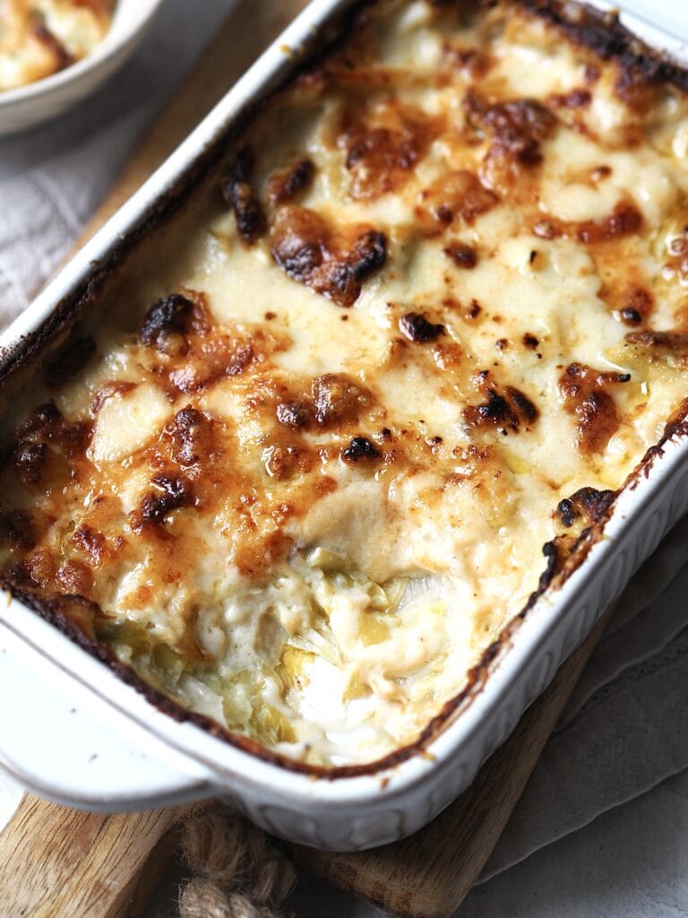 Easy Cheesy Baked Leeks - Desert Island Dishes