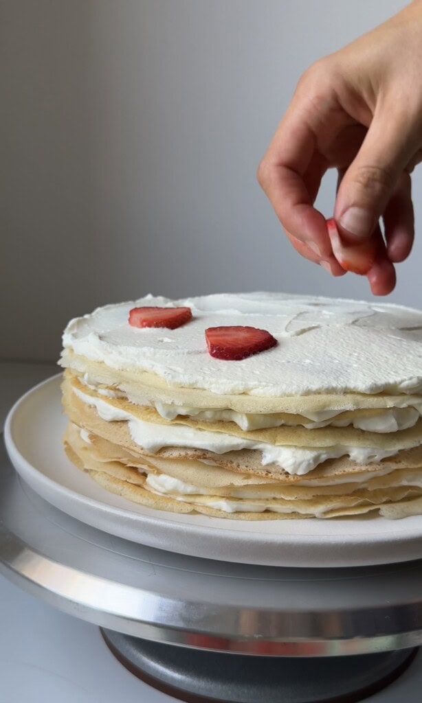 Strawberry Mille Crêpe Cake - Desert Island Dishes
