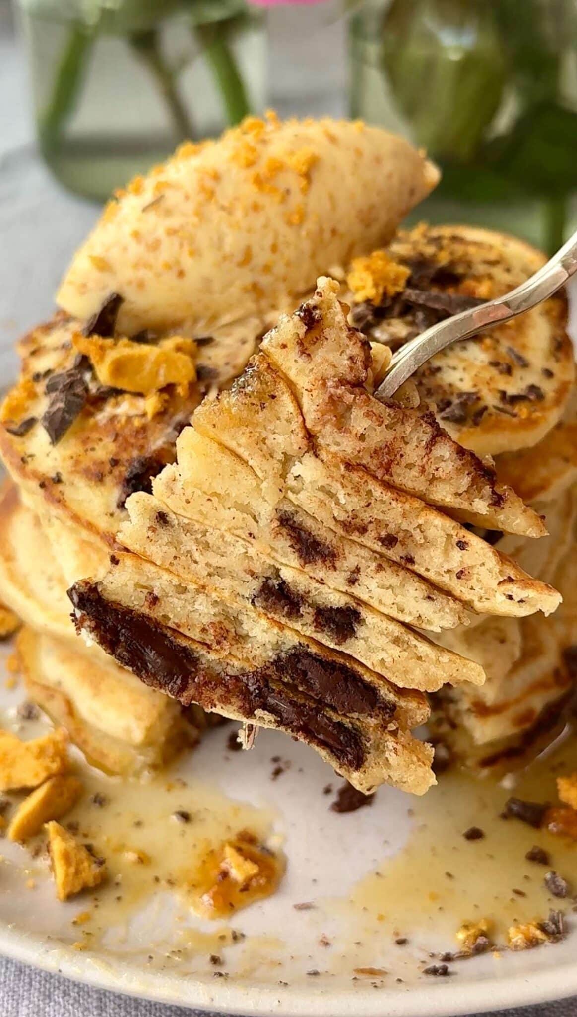 Easy Chocolate Chip Pancakes - Desert Island Dishes