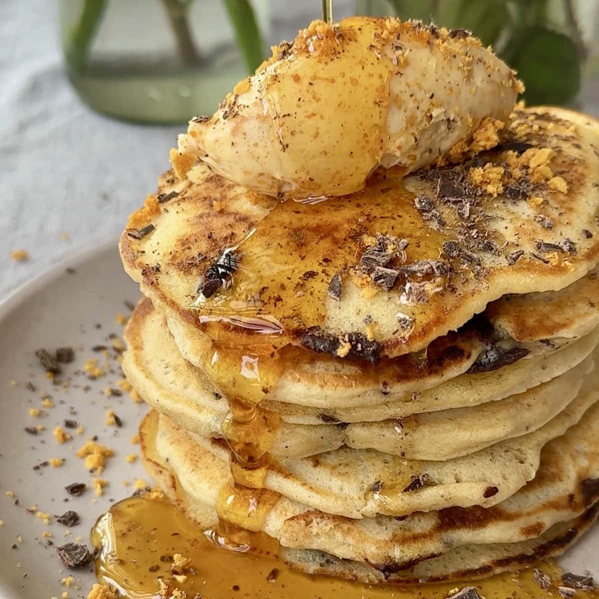 Easy Chocolate Chip Pancakes - Desert Island Dishes