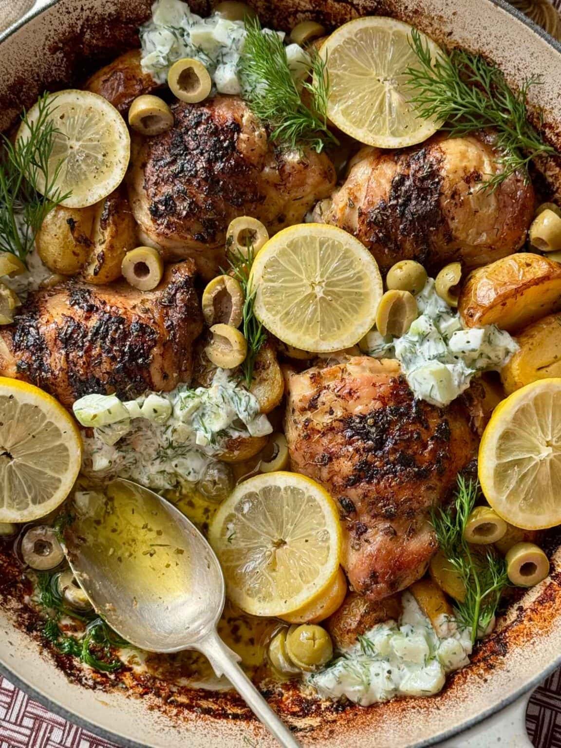 One-Pan Greek Chicken with Lemon Potatoes - Desert Island Dishes