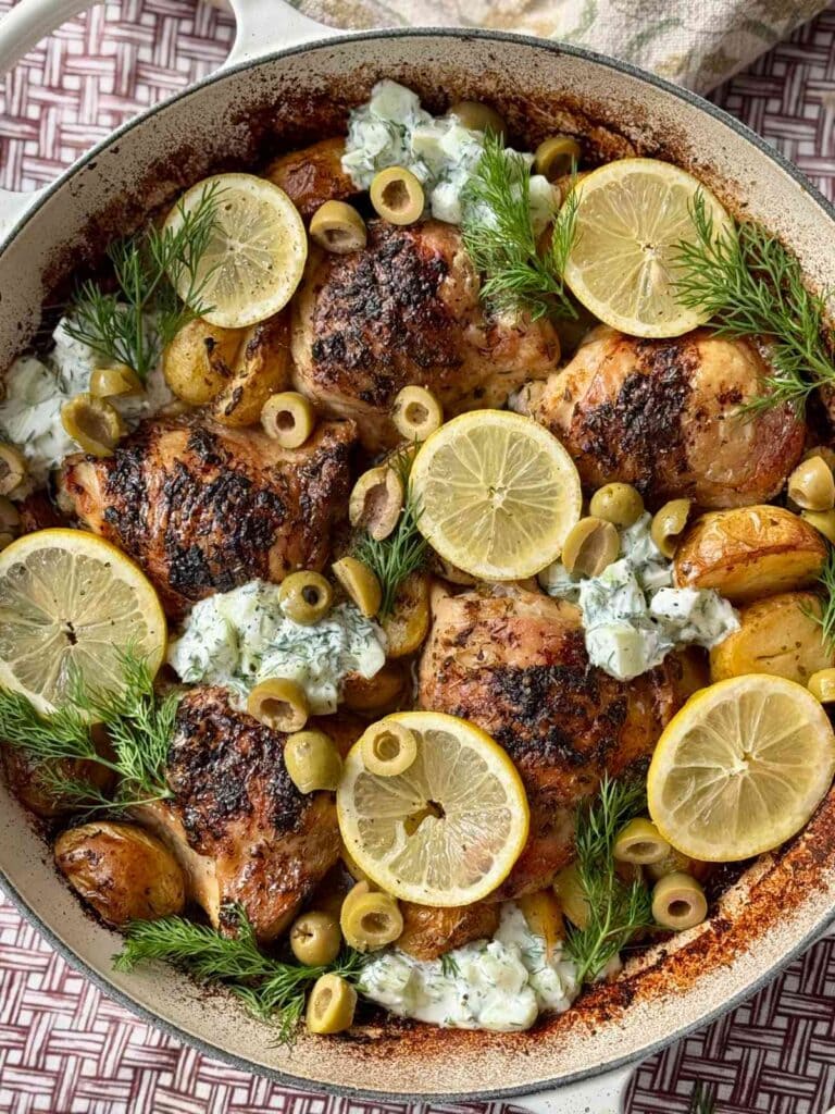 One-Pan Greek Chicken with Lemon Potatoes - Desert Island Dishes